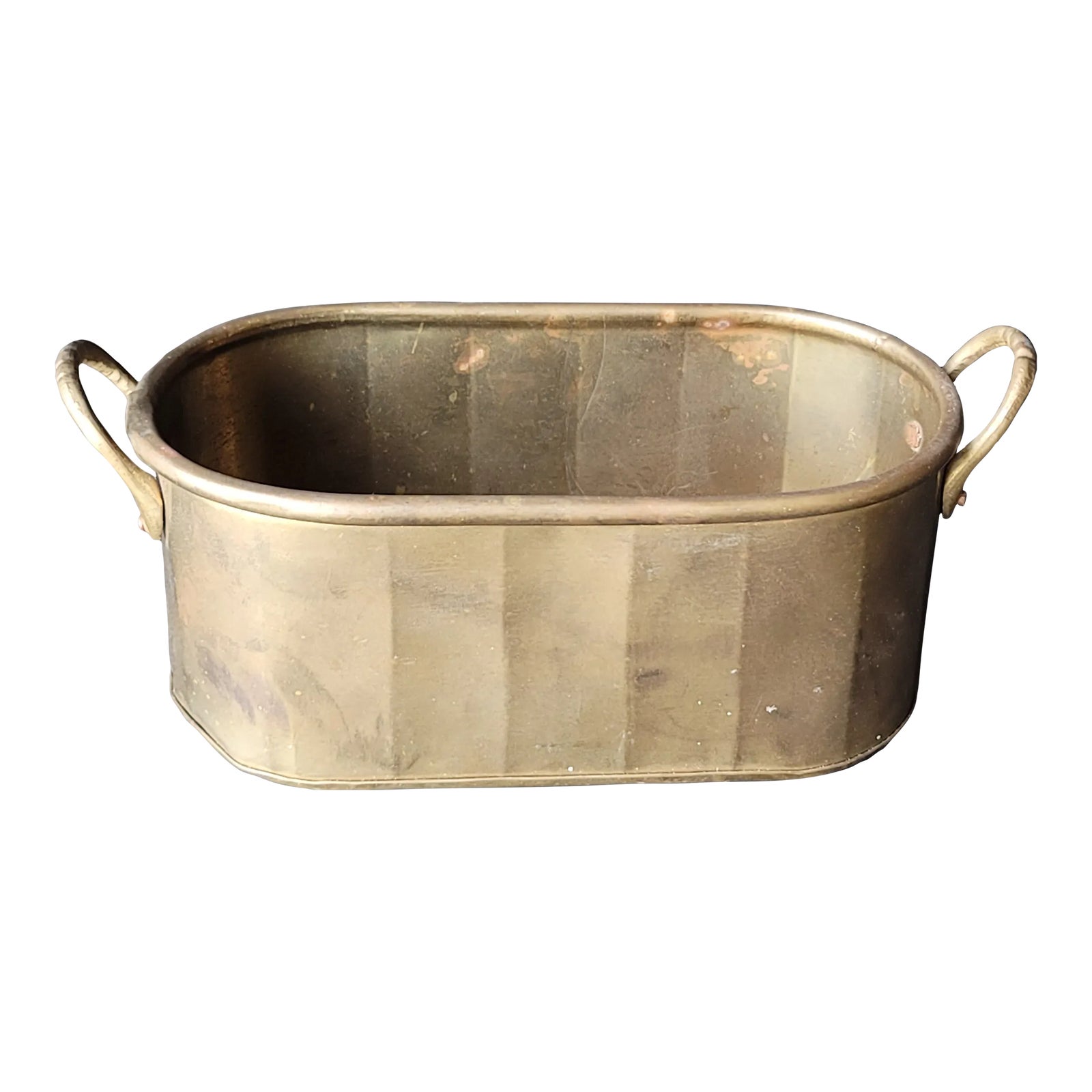 Vintage Oval Brass Planter With Handles Plant Pot Cachepot | Chairish