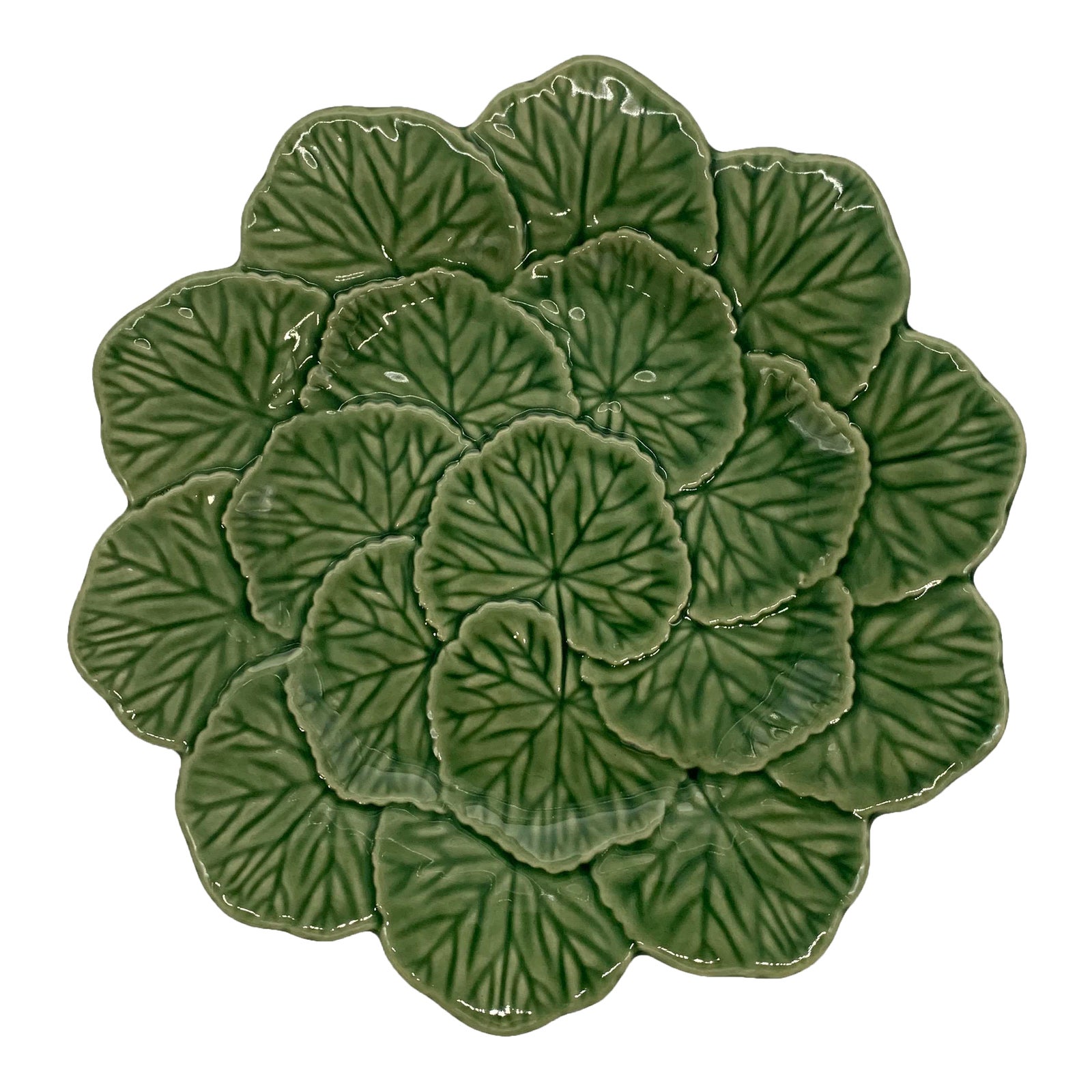 Late 20th Century Bordallo Pinheiro Green Geranium Leaf Decorative ...