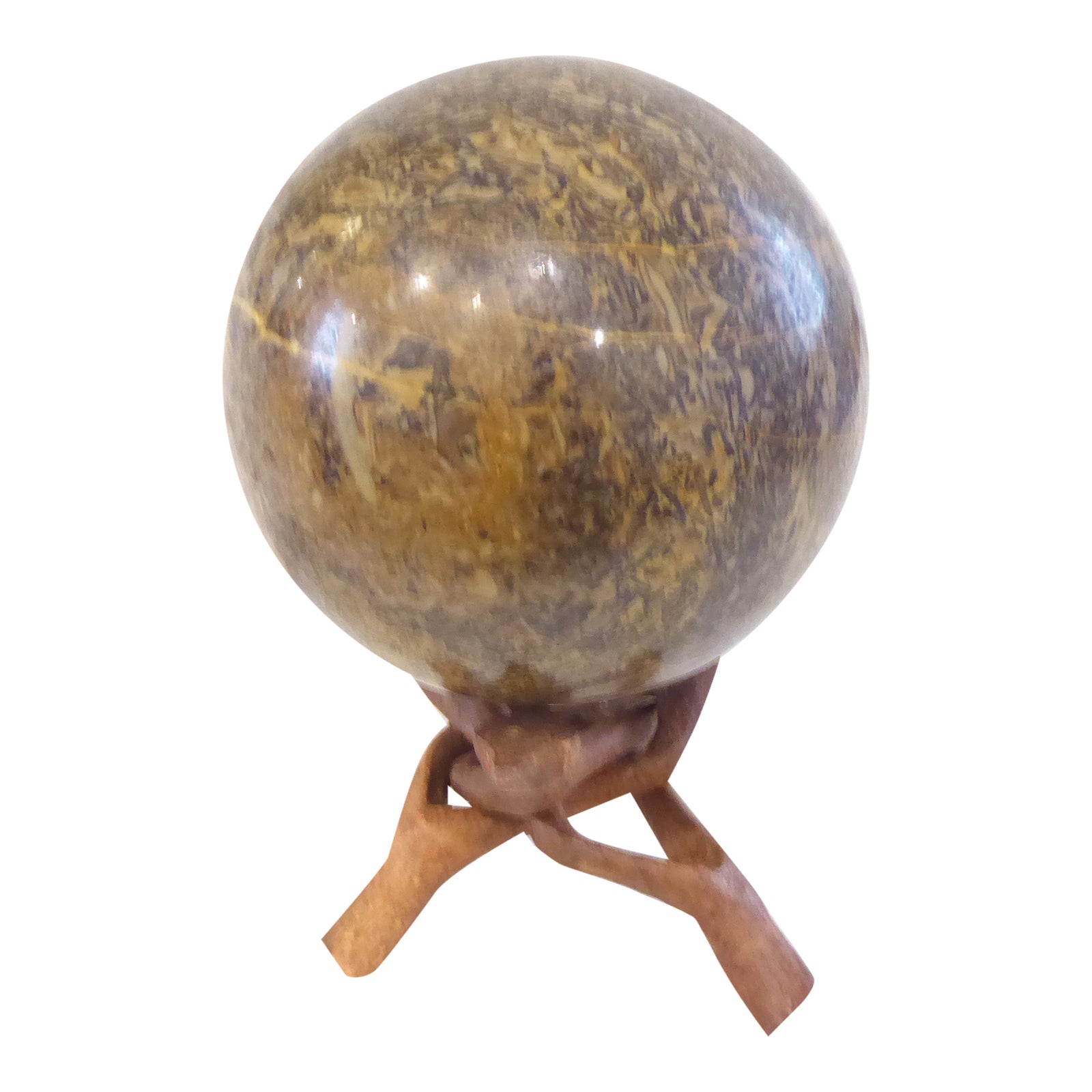 Vintage Marble Orb on Stand | Chairish
