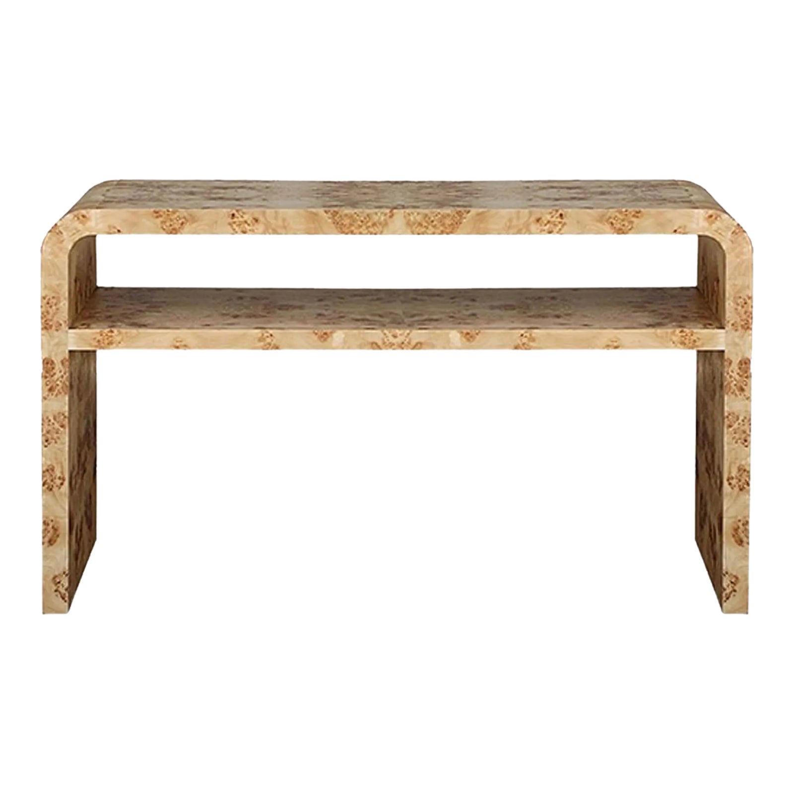 Matthew Izzo Home Light Burl Wood Waterfall Edge Two Tier Console Table ...