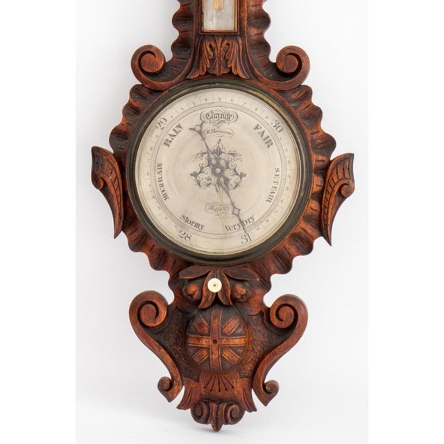 English H. Barnascone Sheffield Oak Barometer | Chairish