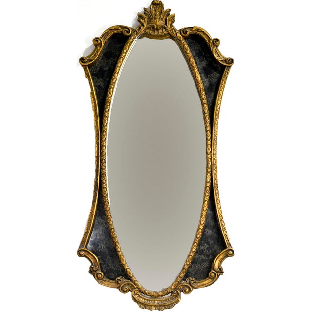 Vintage French Rococo Decorative Gold Oval Wall Mirror | Chairish