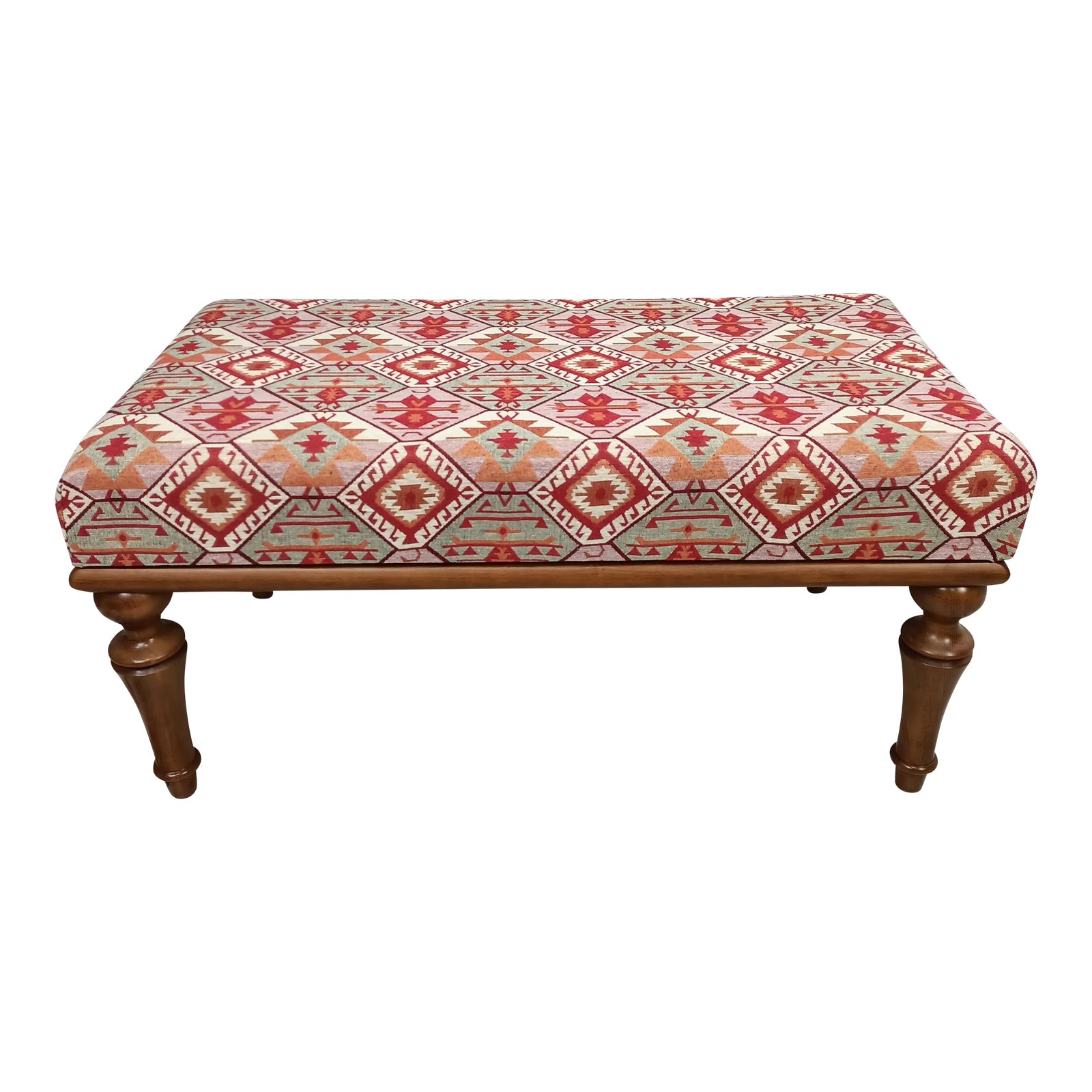 Boho Chic Rug Upholstered Padded Piano Bench | Chairish