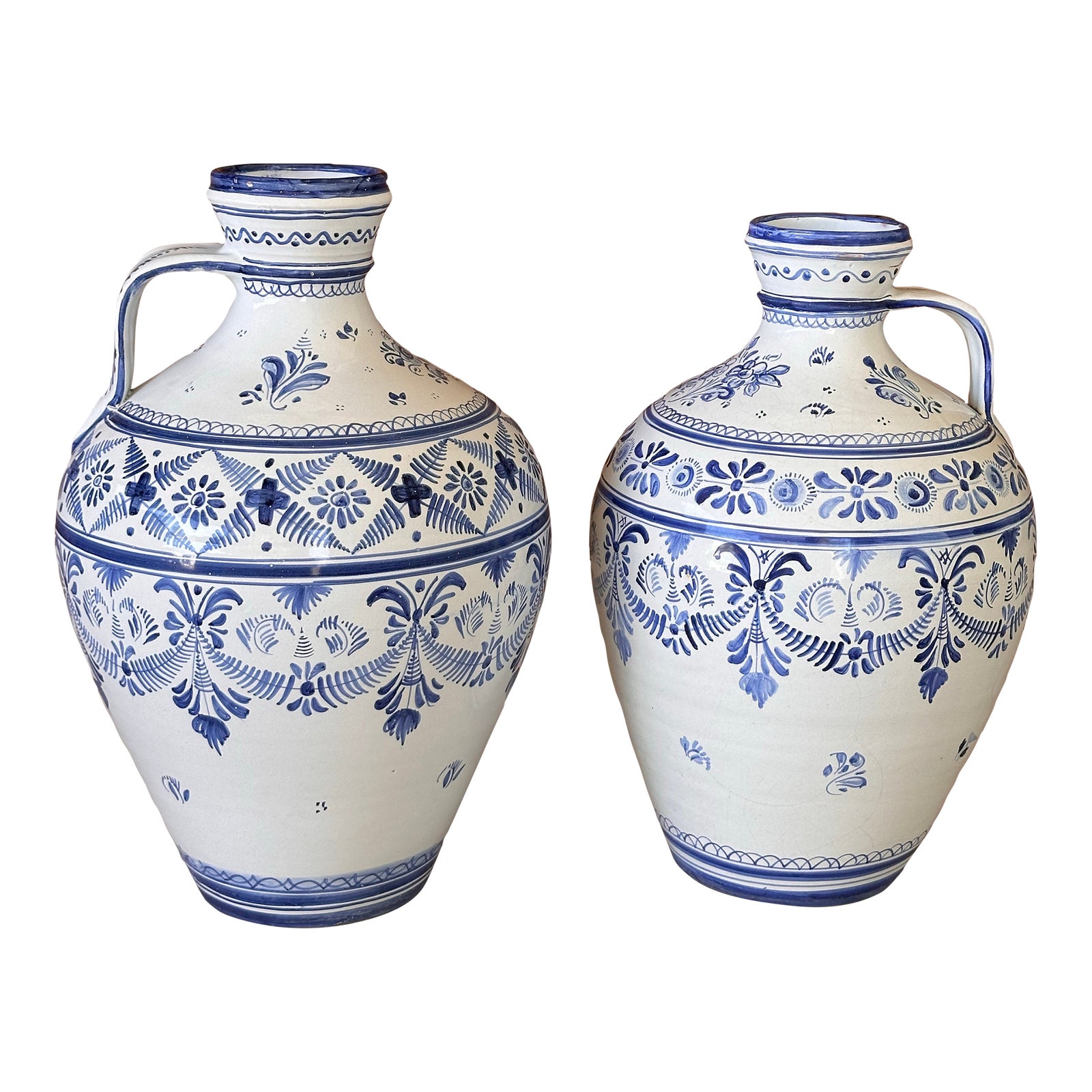Mid-20th Century Blue and Whited Glazed Hand Painted Talavera Pottery ...