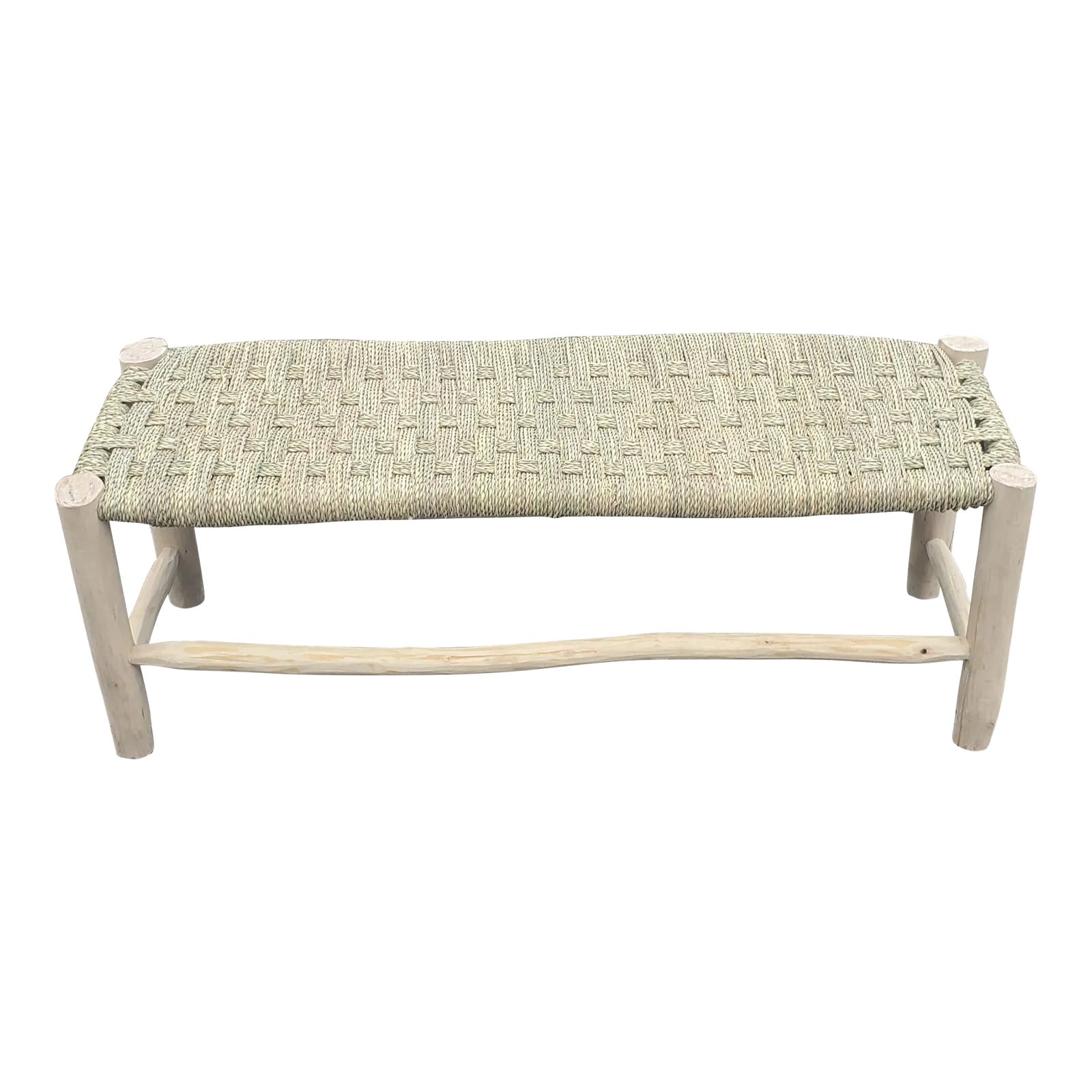 Moroccan Handmade Straw Bench | Chairish
