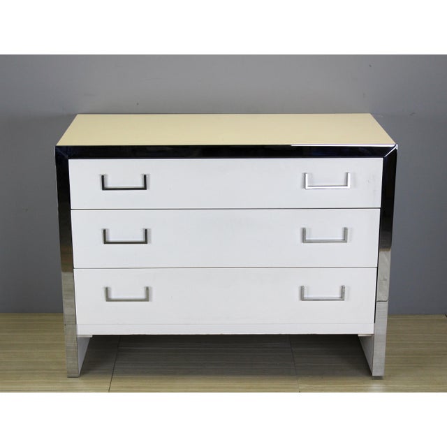 Mid Century White Commode of Three Drawers | Chairish