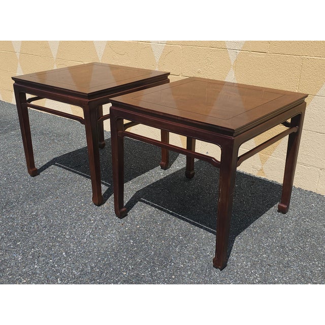 Pair Mid Century Henredon Ming Style Walnut Side Tables | Chairish