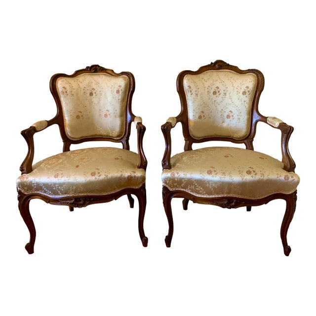 Late 19th Century Antique Louis XV Arm Chairs- a Pair | Chairish