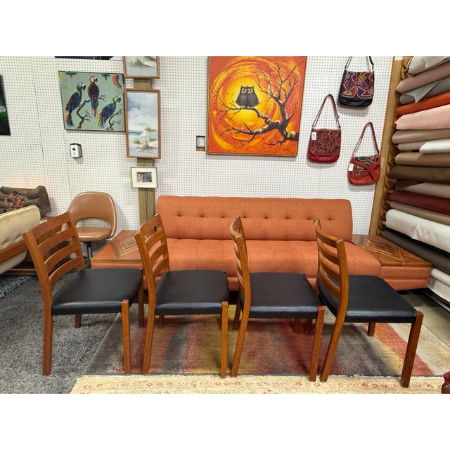 Set of 4 Danish Teak Ladder Back Dining Chairs | Chairish