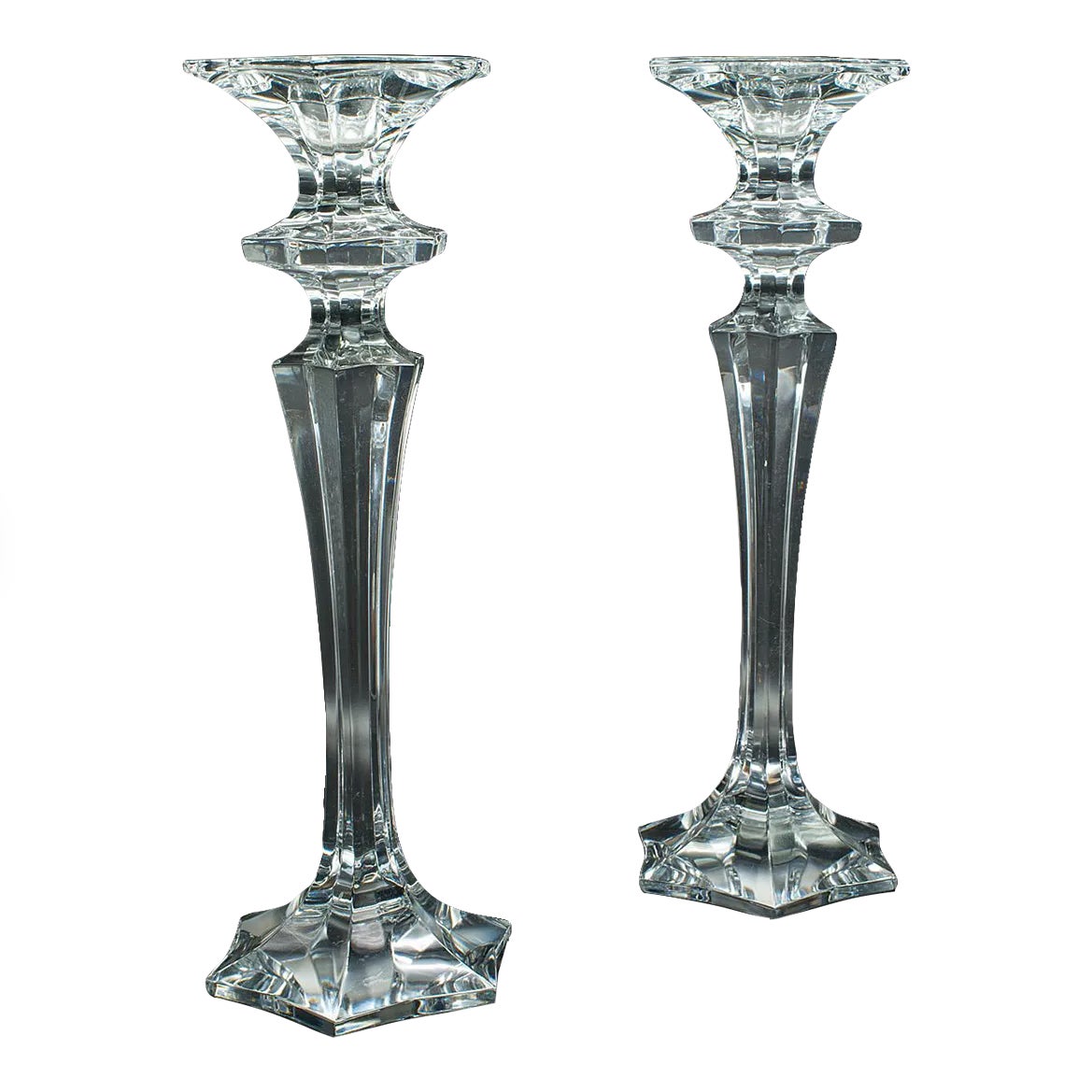 1970s Modern Pair of Vintage Candlesticks, English, Glass, Decorative ...