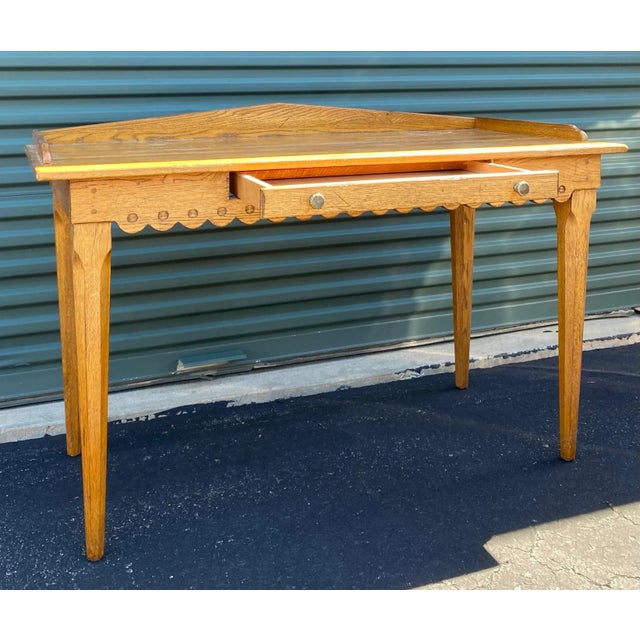 Weathered Oak Desk With Scallop Detail | Chairish
