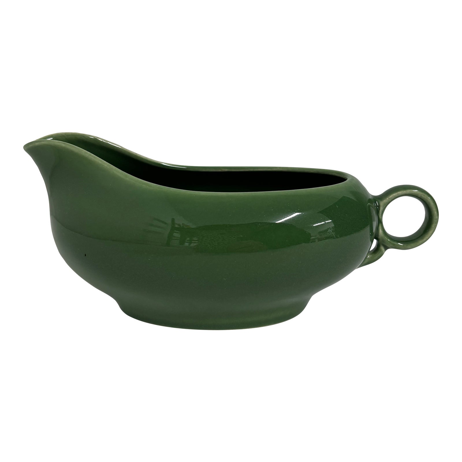 1960s Green Glazed Gravy Boat | Chairish
