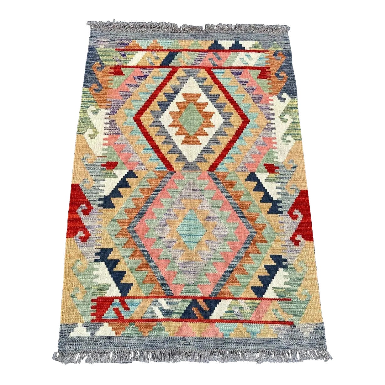 Classic Handwoven Natural Dye Authentic Kilim Rug | Chairish