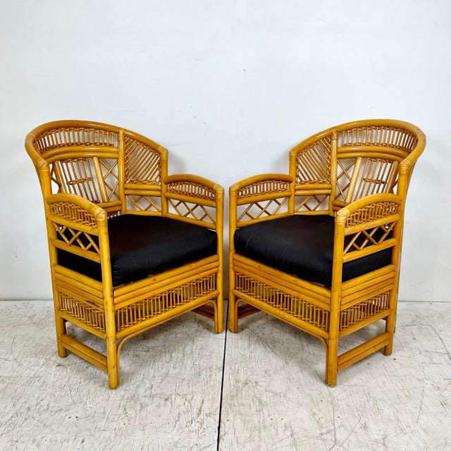 Vintage Rattan Brighton Style Chairs- a Pair | Chairish