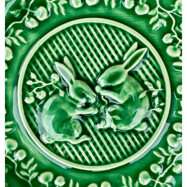 Green Bunny Rabbit Bordallo Pinheiro Lettuce Platter, Portuguese ...