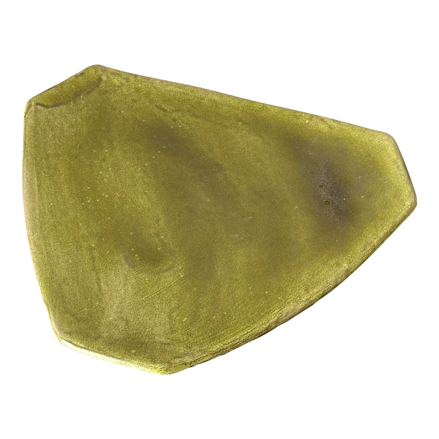 Mid Century Avocado Green Ceramic Plate | Chairish