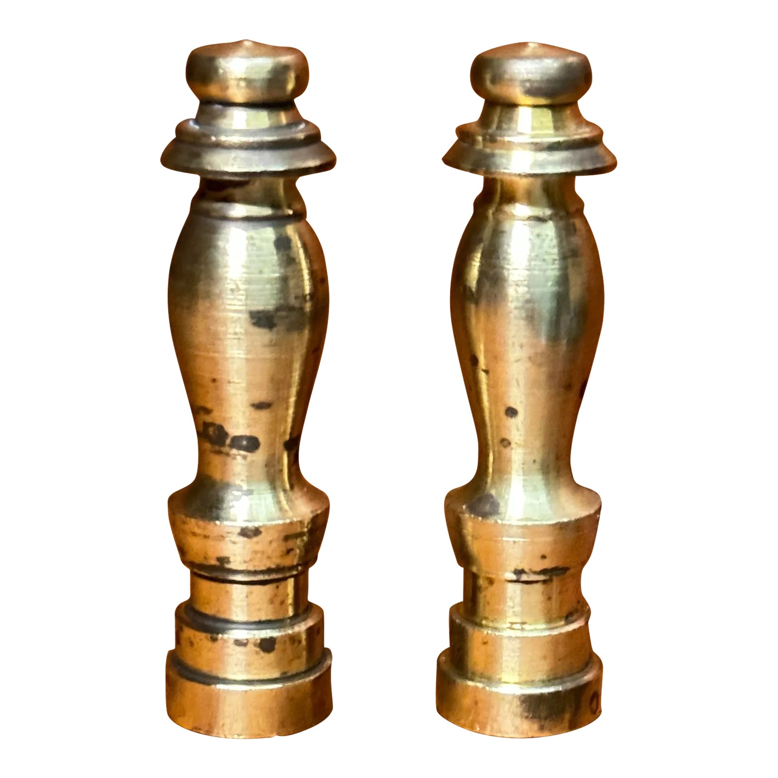 1940s Traditional Solid Brass Lamp Finials- a Pair | Chairish