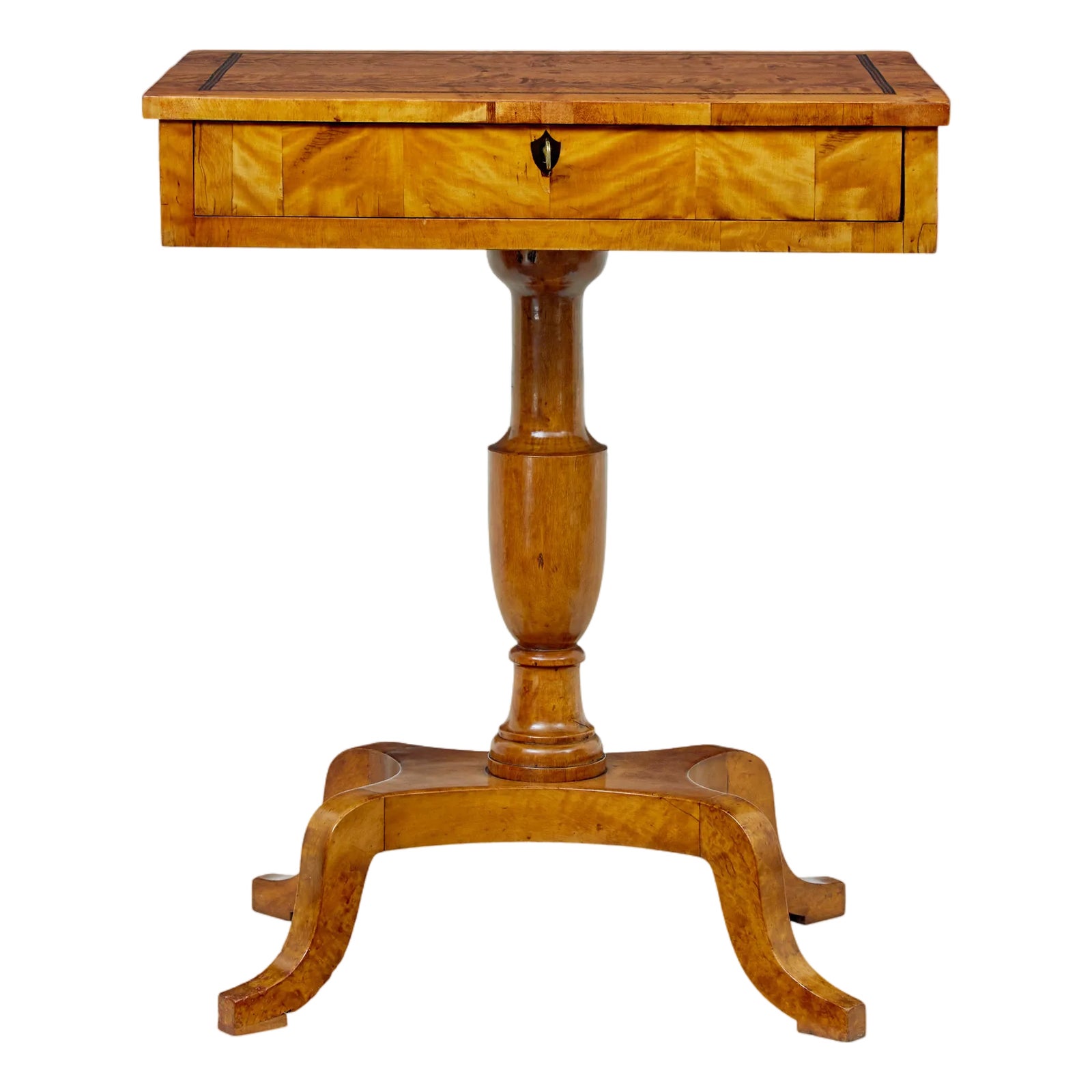 19th Century Empire Revival Swedish Inlaid Birch Side Table, 1880s ...