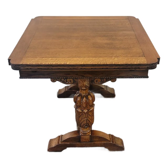 Antique English Oak Draw Leaf Table Hand Carving Jacobean Pineapple ...
