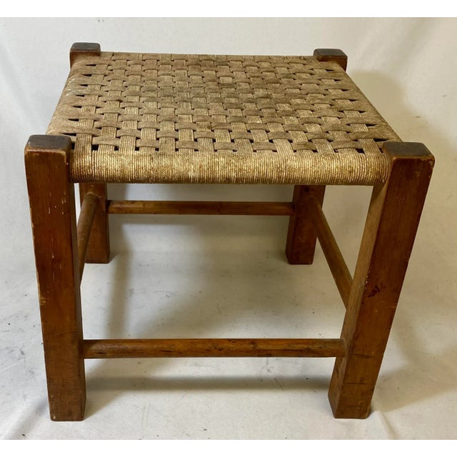 Antique Wooden Foot Stool With Woven Top From England - Circa 1900 ...