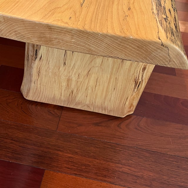 Live Edge Elegant Spalted Maple Wood Bench | Chairish