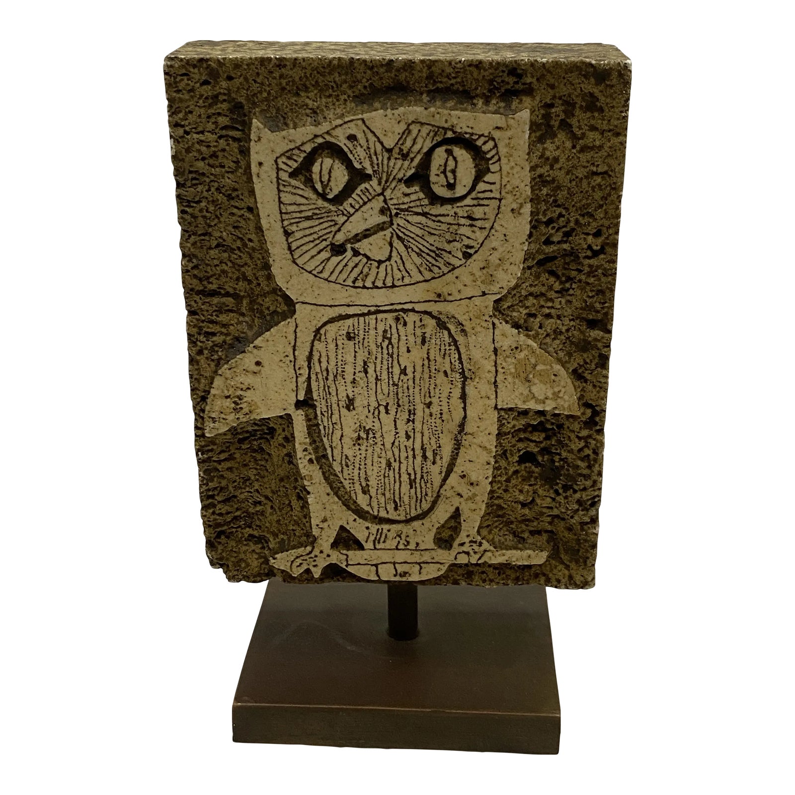 Mid 20th Century Rodney Winfield Carved Owl Sculpture | Chairish