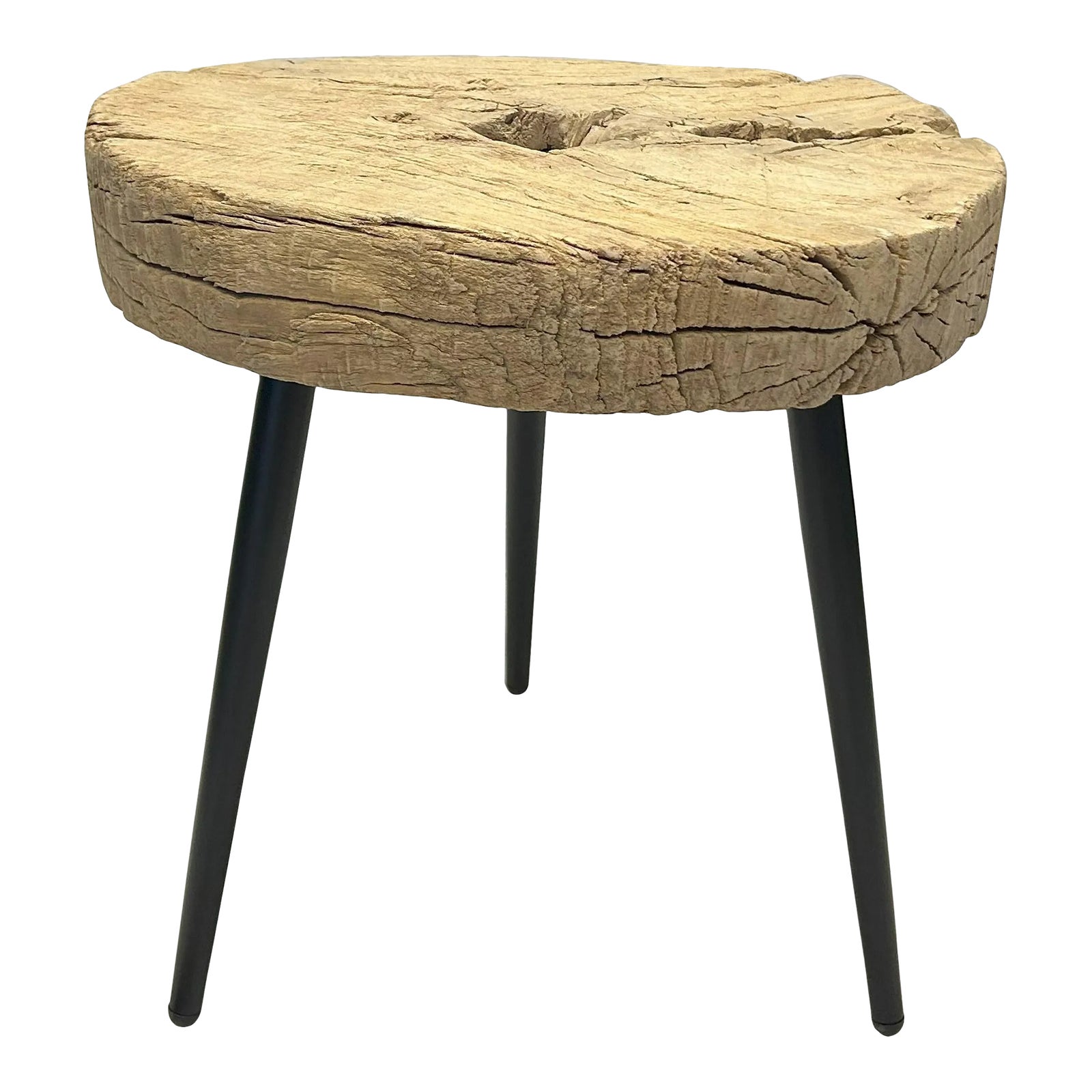 19" Vintage Rustic Thick Old Wheel Round Tri Legs Side Table Ws4308S ...