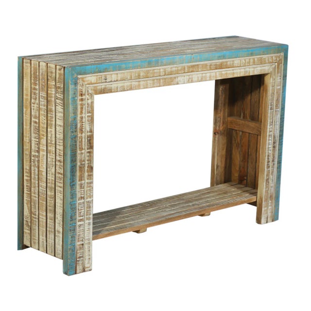 Farmhouse Style Reclaimed Wood Narrow Deep Console | Chairish