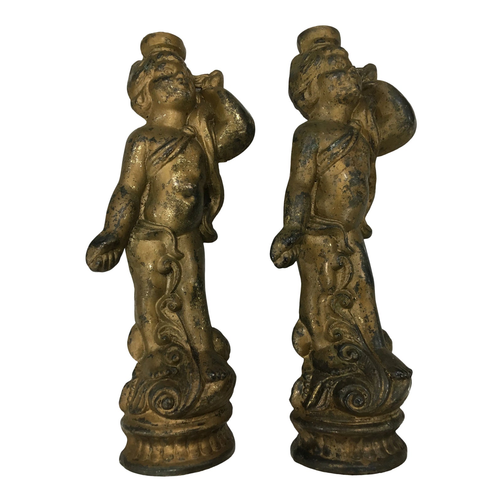 Vintage Lamp Fixture Elements/Figurines - a Pair | Chairish