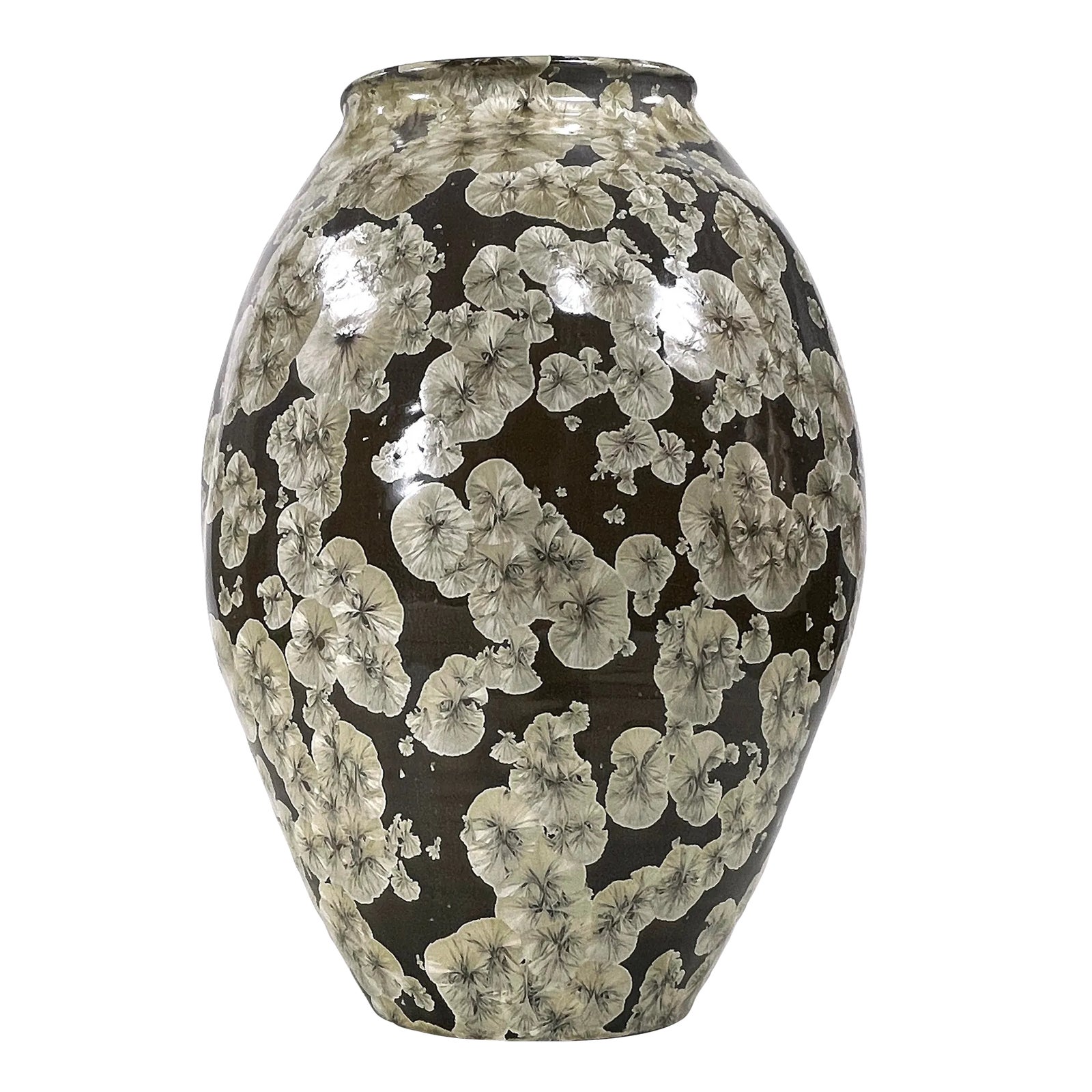 Large Crystaline Vase by Doug Johnson / Pepperwood Pottery | Chairish