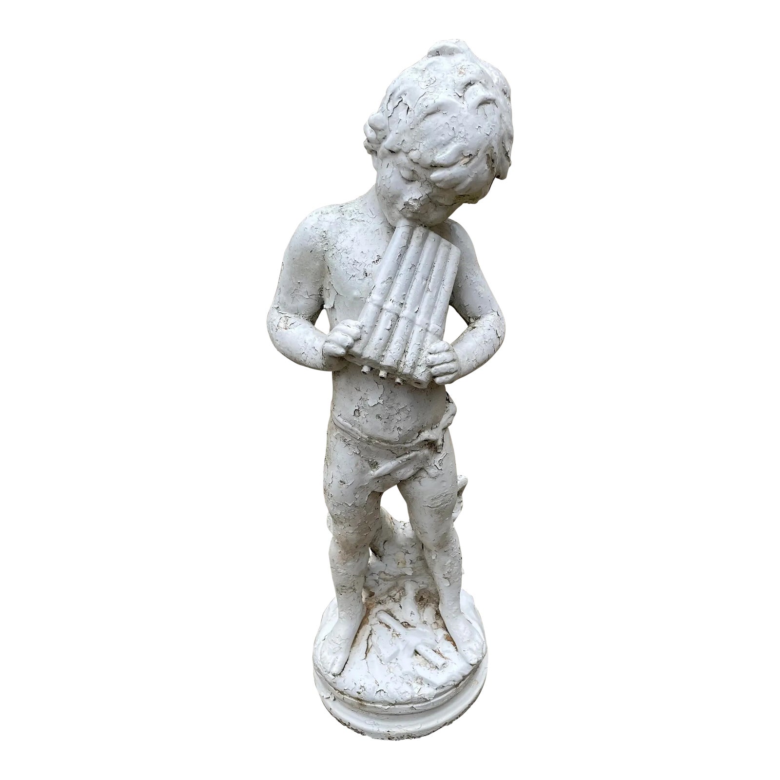 Vintage Musical Instrument Playing Greek God Concrete Statue | Chairish