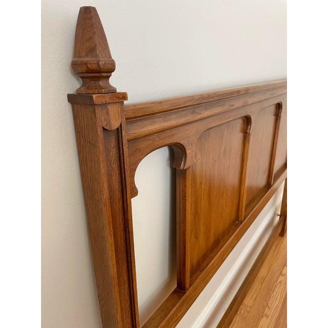 Mid 20th Century Hollywood Regency Pecan Queen Headboard | Chairish