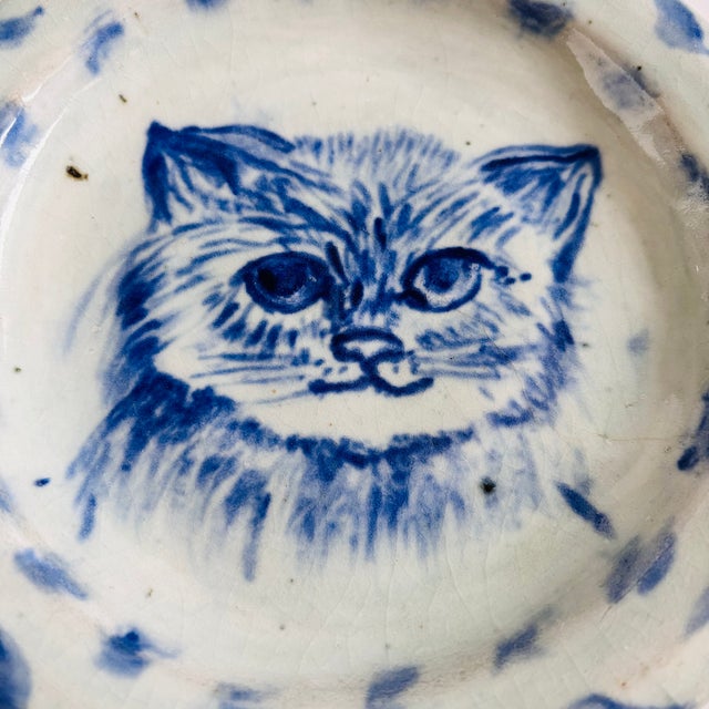 Studio Pottery Cat Plate | Chairish