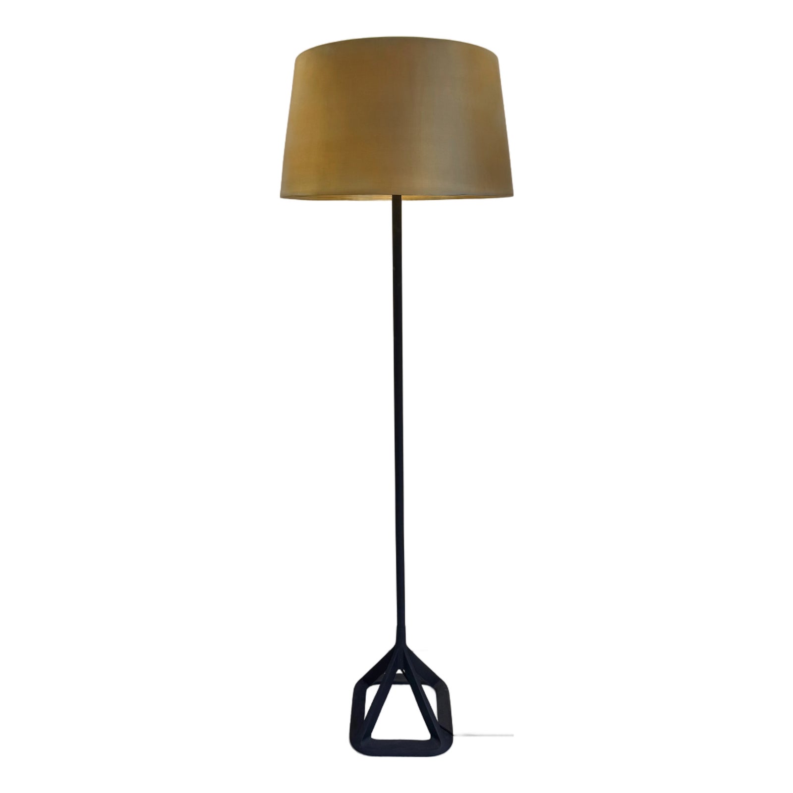 Vintage Base Floor Lamp with Pyramid Stem and Brass Shade by Tom Dixon ...