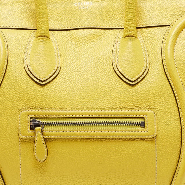Celine Yellow Leather Mini Luggage Tote | Chairish