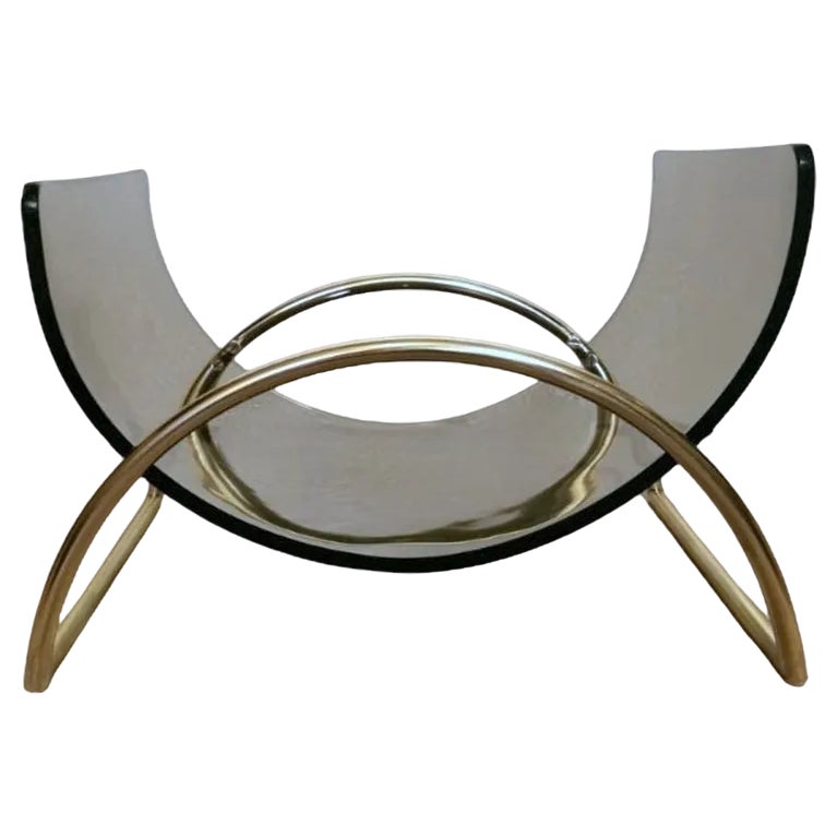 Smoked Crystal and Brass Magazine Rack attributed to Gallotti & Radice ...