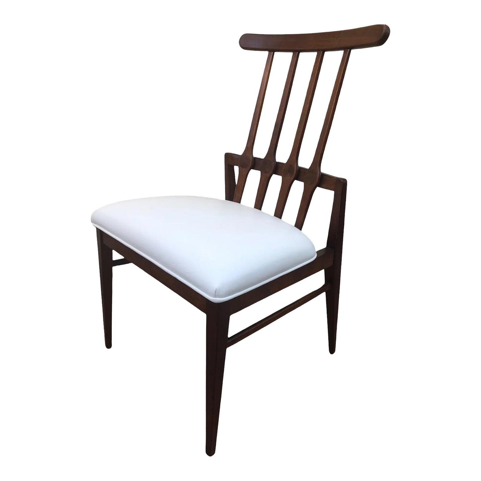 Midcentury Modern Danish Teak Wood Chair Modernistic White Leather Side ...