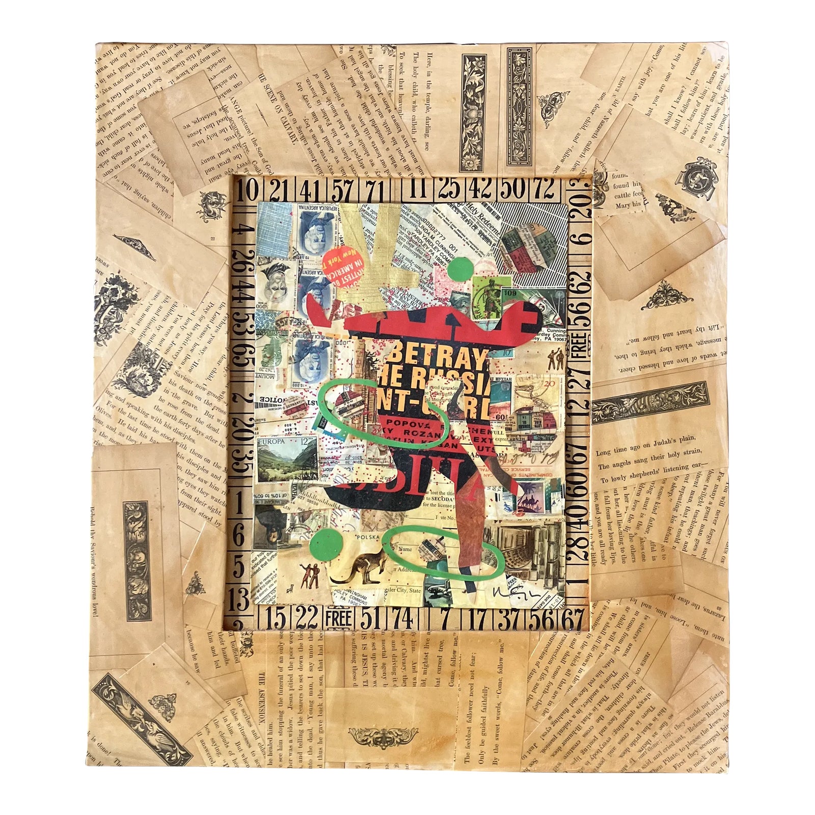 Contemporary Original Wayne Cunningham Abstract Running Man Collage ...