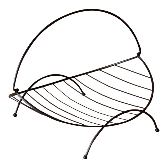 Mid Century Modern Curved Wire Black Magazine Rack Holder | Chairish