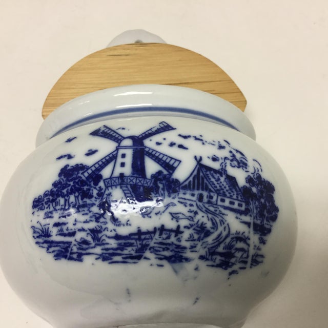 Antique Delft Salt Box in Blue and a White Ceramic | Chairish