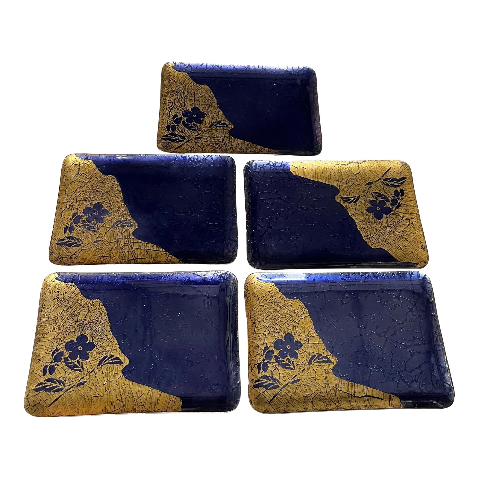 Vintage 1970s Enamel & Copper Trays - Set of 5 | Chairish
