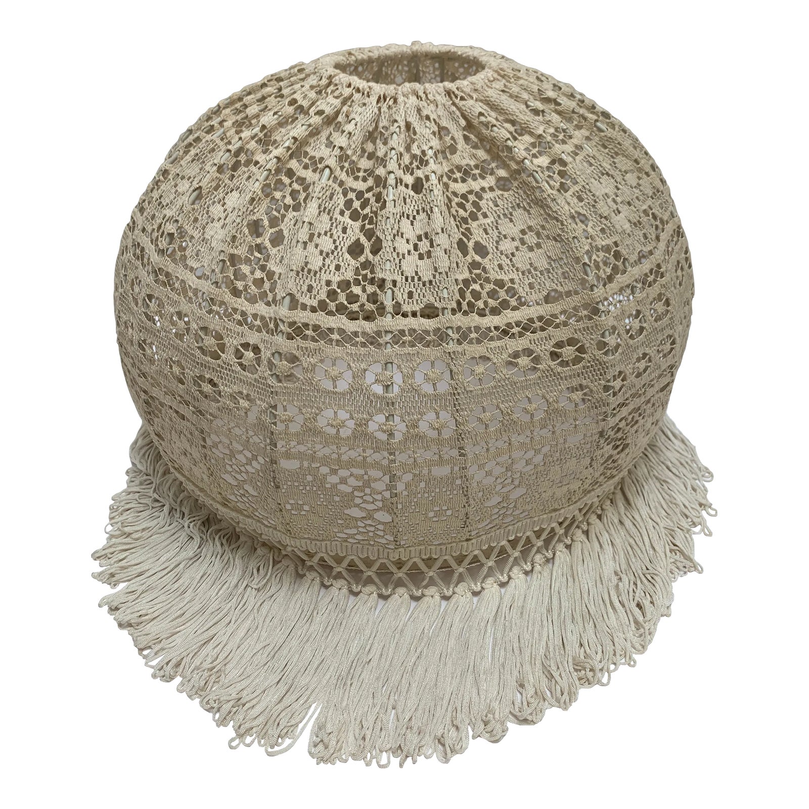 Vintage Boho Hippie Lace Fringed Lampshade | Chairish