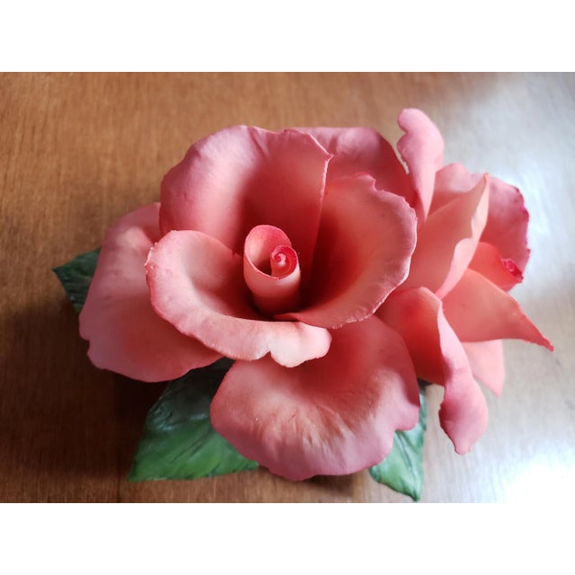 Late 20th Century Italian Napoleon Capodimonte Pink Rose | Chairish