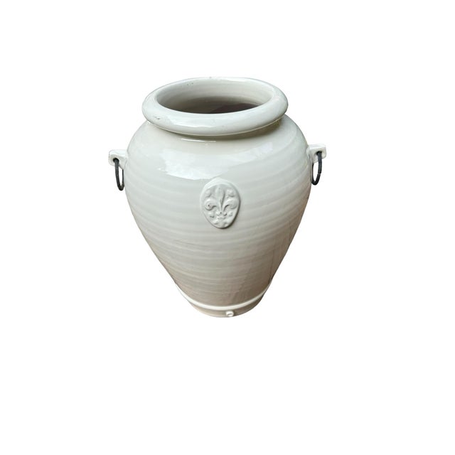 Late 20th Century Pottery Barn White Large Ceramic Vase, Made in Italy ...