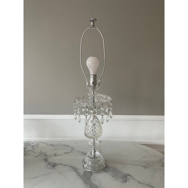 Vintage Genuine Cut Crystal Lamp With Hanging Crystals | Chairish