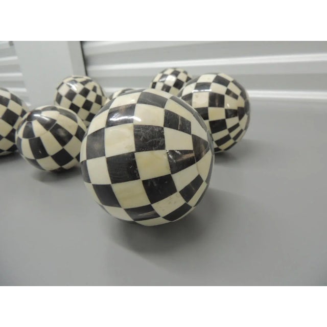 Black and White Round Faux-Bone Decorative Sphere Objects - Set of 7 ...