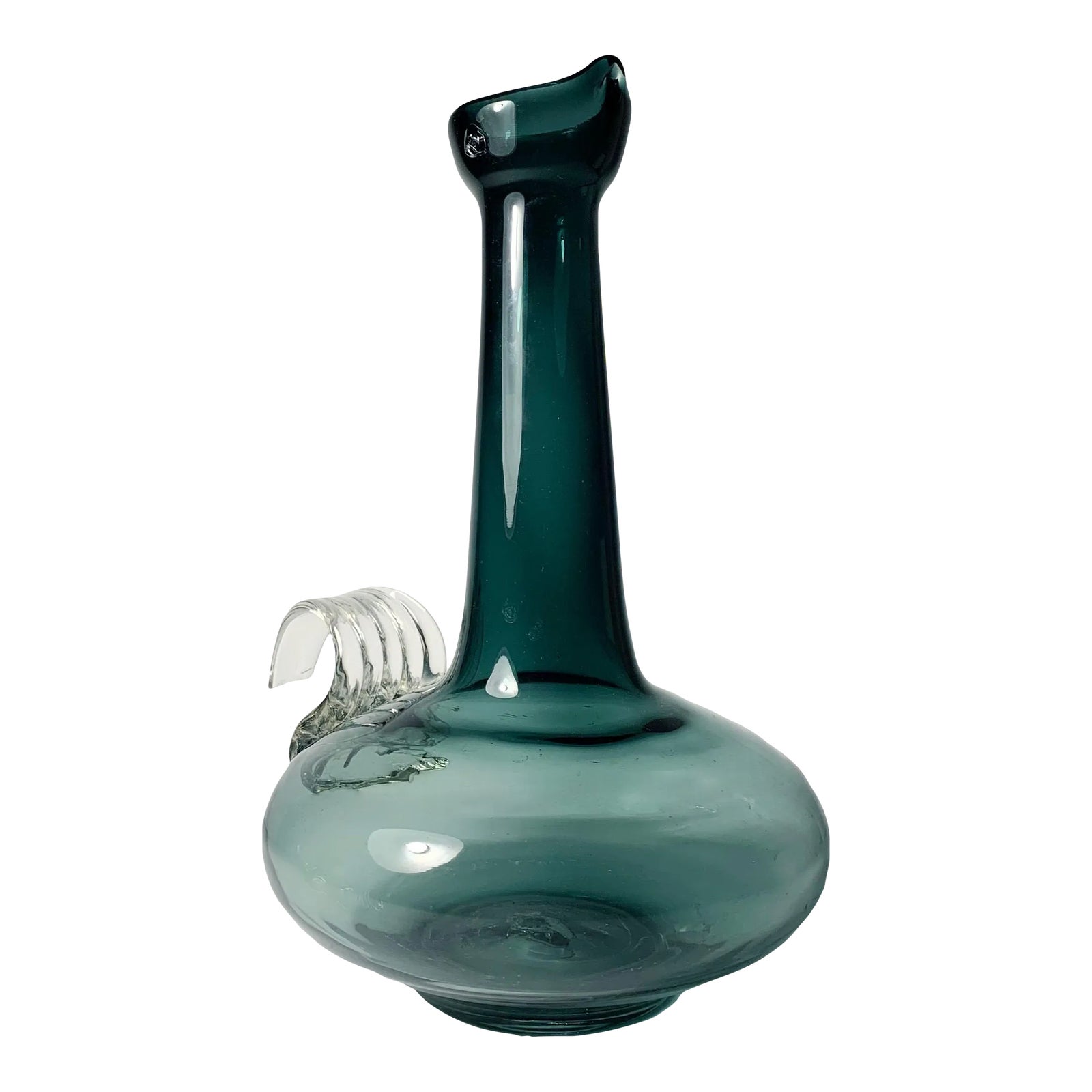 Rare Blenko 5410 Bird or Rooster Vase by Wayne Husted in Charcoal ...