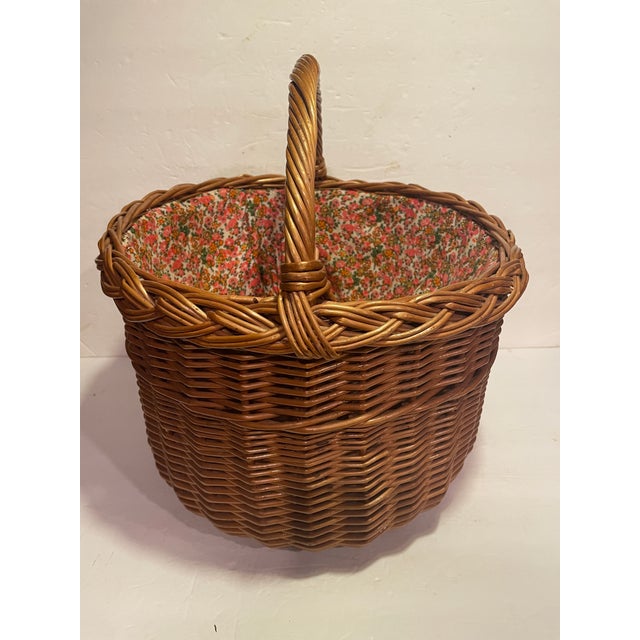 Late 20th Century Vintage French Natural Wicker Woven Basket | Chairish