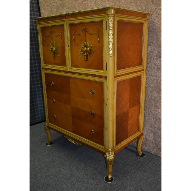French Regency Style Carved & Painted Satinwood Chest/Chifferobe | Chairish