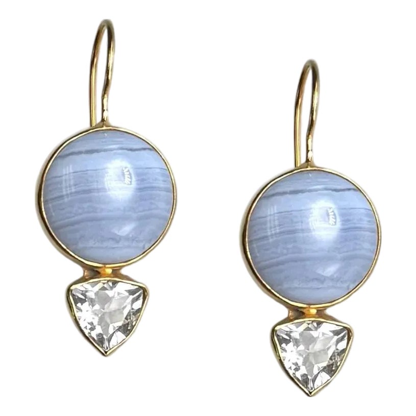 Blue Lace Agate Topaz Midi Ear | Chairish